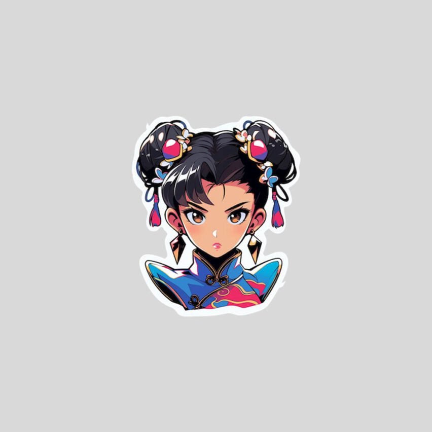 Anime girl with a serious look sticker - Skin Layers