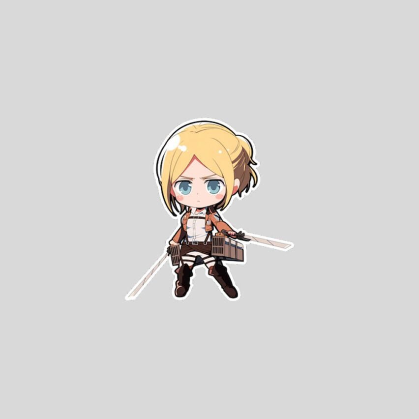 Attack on titan chibi annie with swords sticker - Skin Layers