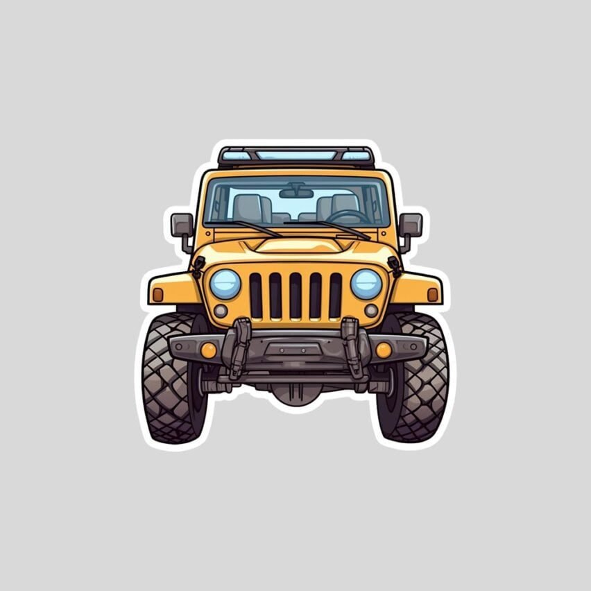 Orange jeep wrangler front view sticker - Skin Layers